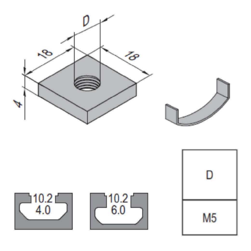 Square Nut - 10 - M5 - DIY Geek